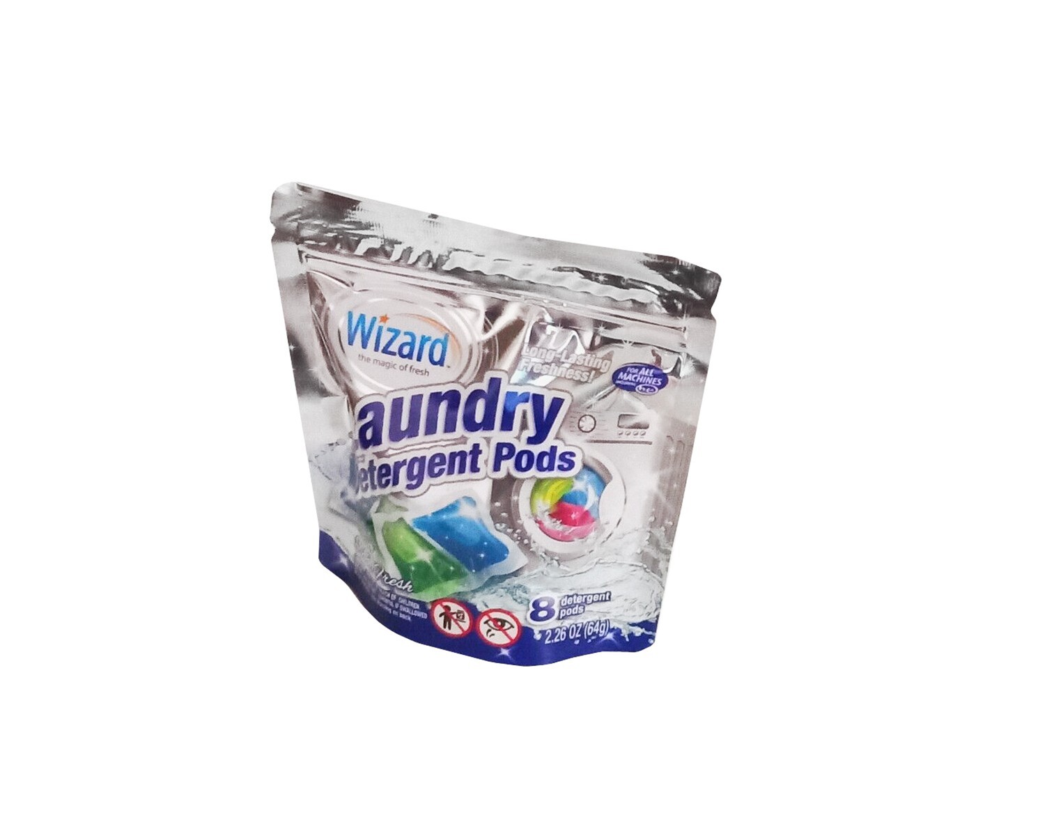 Wizard Pods Ocean Fresh Laundry Detergent Pacs 8 Count pods - 2 PACKS ...