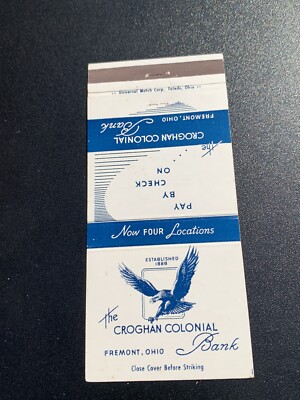 Vintage Ohio Matchbook: “The Croghan Colonial Bank” Freemont | eBay