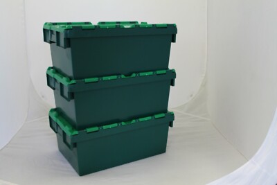 10 x New Green Removal Storage Crates Box Container 40L | eBay UK