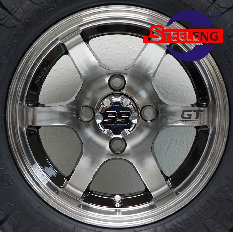 GOLF CART 12" MACHINED GT WHEELS and 20" STINGER ALL TERRAIN DOT TIRES ...
