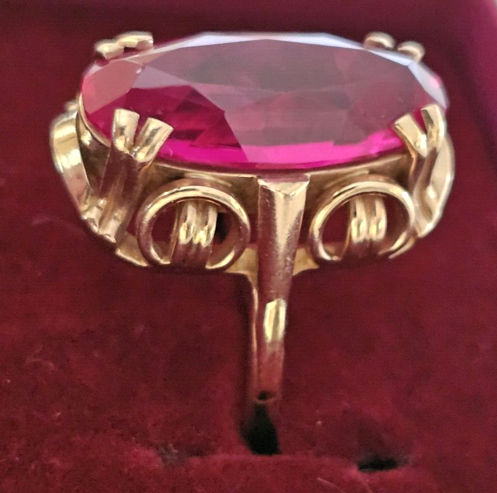 USSR Vintage Original Rose Gold Ring with Ruby 583 14K 1970s | eBay