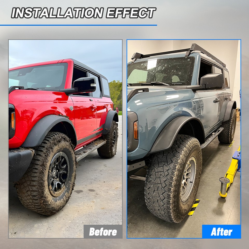 For 2021 2022-2025 Ford Bronco Steel Front Rear Fender Flares Full Kits ...