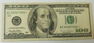 1996 $100 Bill American Currency Hundred Dollar Federal Reserve Note ...