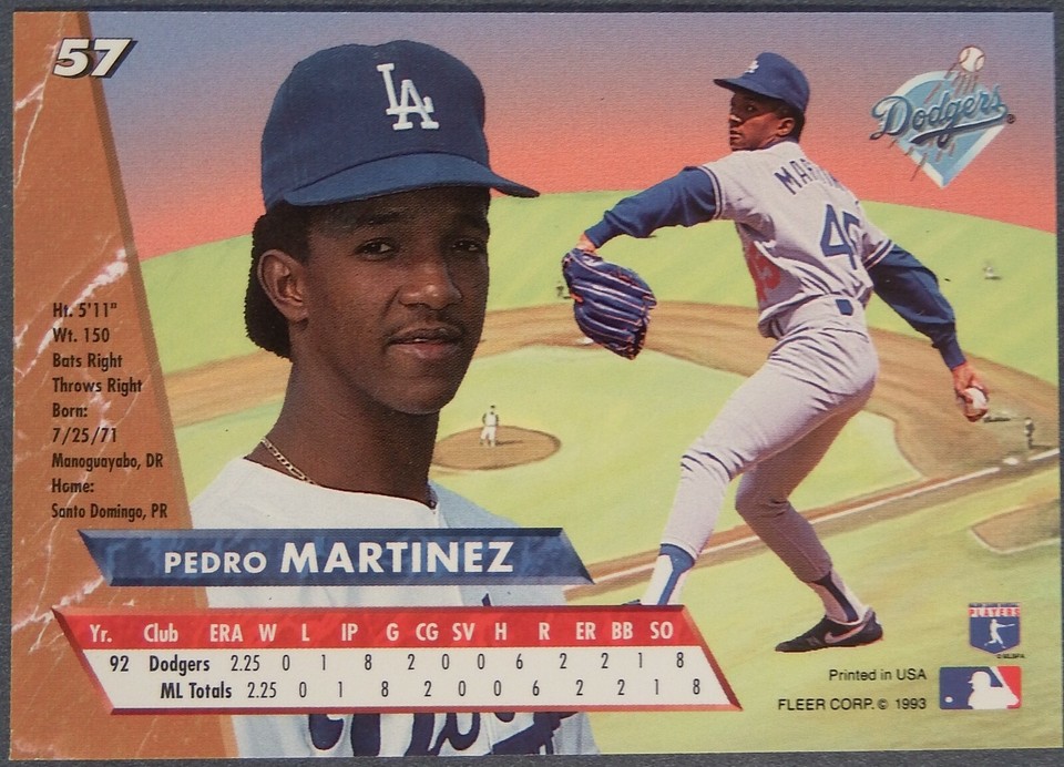 Pedro Martinez '93 Fleer Ultra Rookie LA Dodgers Baseball Card #57 M/NM ...