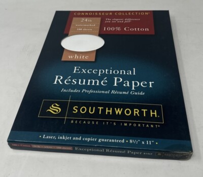 Southworth 100% Cotton Resume Paper Ivory 24 lbs. 8-1/2 x 11 Wove 100 ...