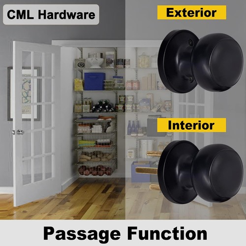 CML Hardware Matte Black Passage Door Knob, Interior 1 Pack, | eBay