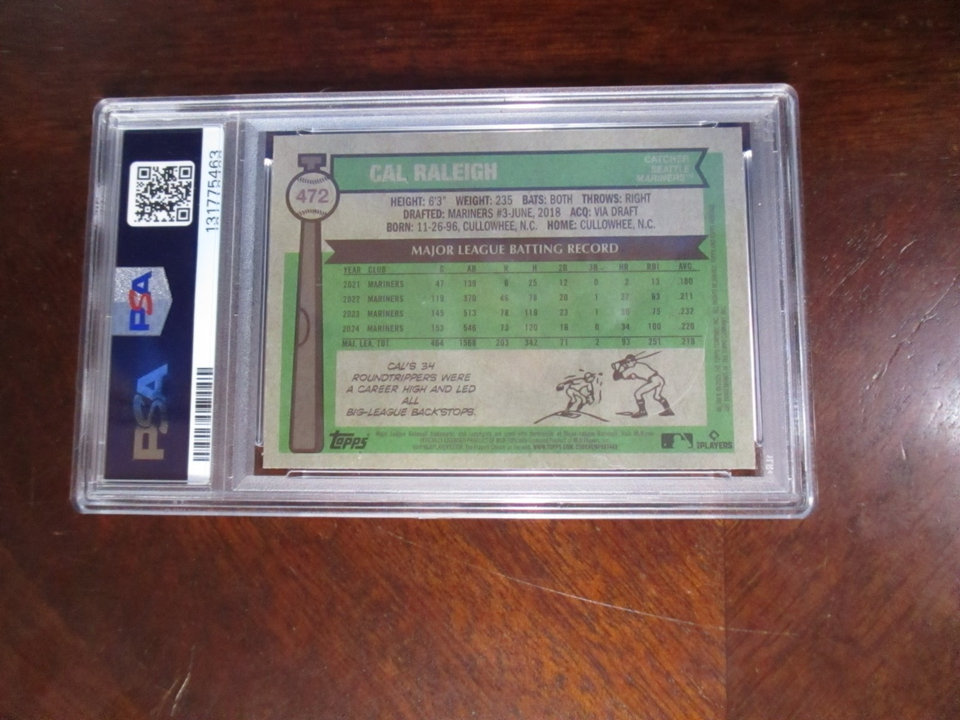 2025 Topps Heritage Chrome Pink Sparkle Refractor Cal Raleigh #472 PSA ...