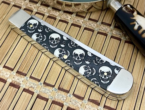 Case XX USA Smooth Natural Bone SKULL Bullet Trapper 1/500 Pocket Knife ...