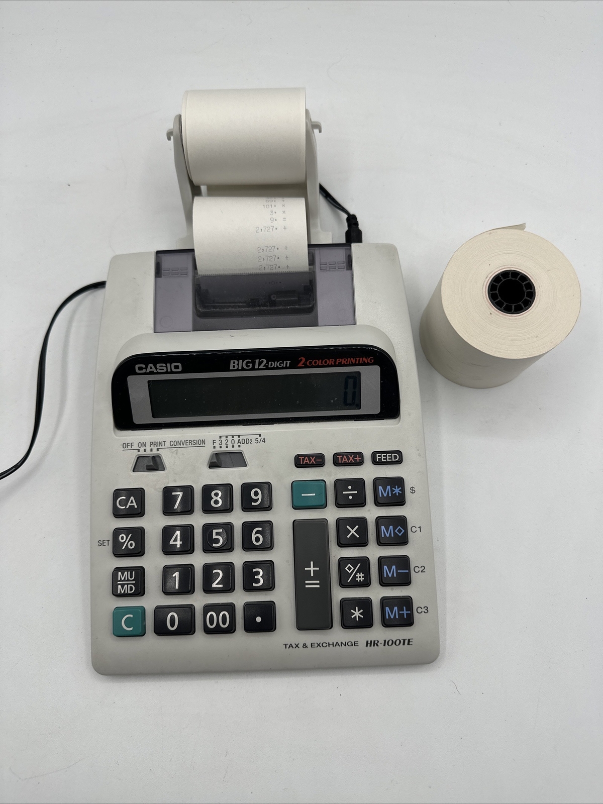 Casio Big 12-Digit 2-Color Printing Tax & Exchange Calculator HR-100TE ...