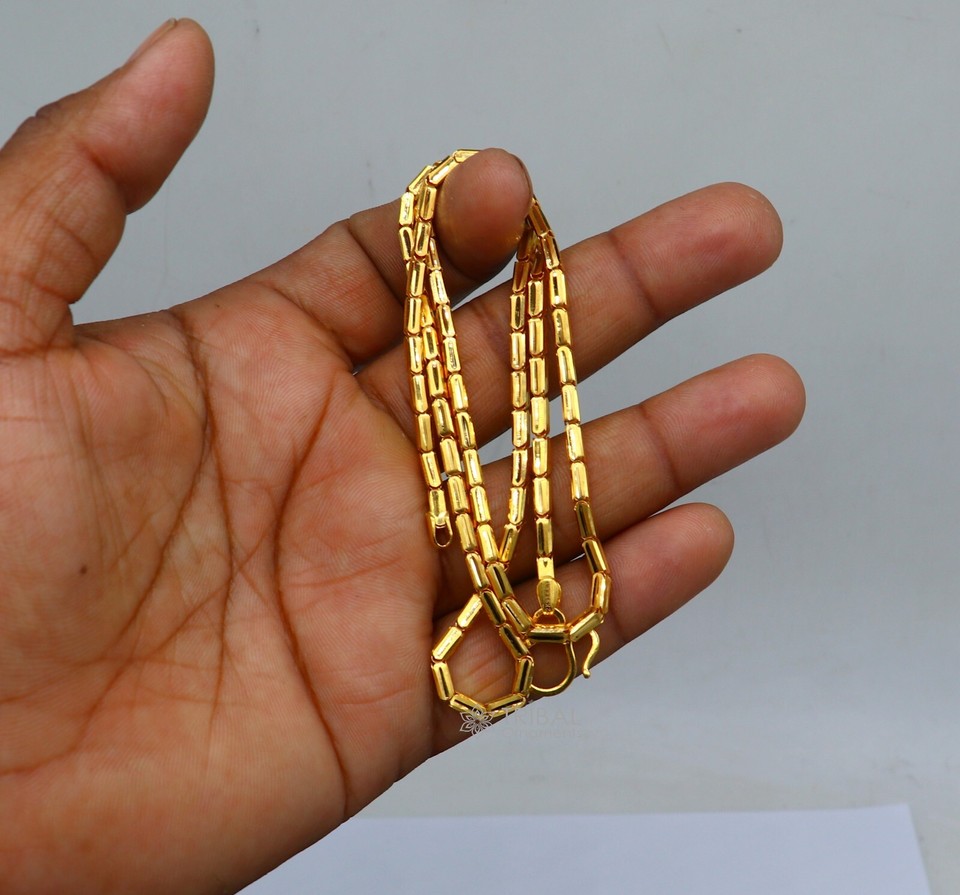 22kt yellow gold unique baht chain necklace best unisex gifting ch580 ...
