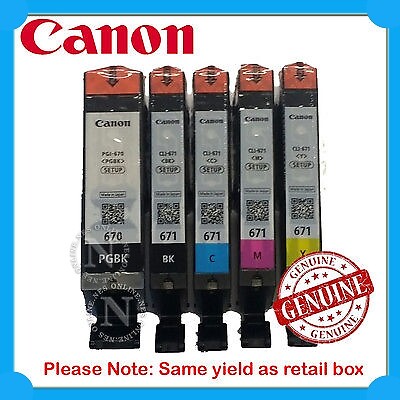 Canon PGI-670/CLI-671 Genuine 5x Ink Set->MG5765/MG6865/MG6866/TS8060 ...