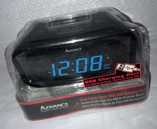 NOS Vintage Advance Time Technology Dual Alarm Clock w/ USB Charging ...