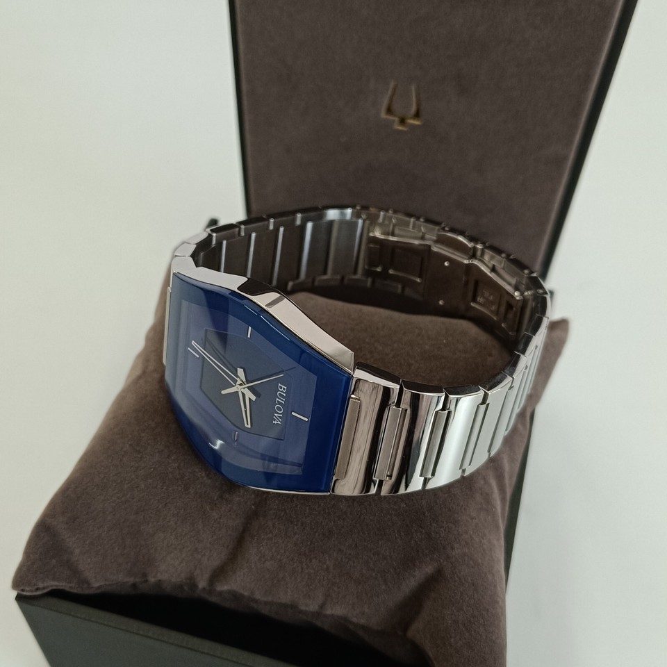 Bulova 96A258 Gemini Men's Wristwatch Blue Silver-Tone Stainless Steel ...