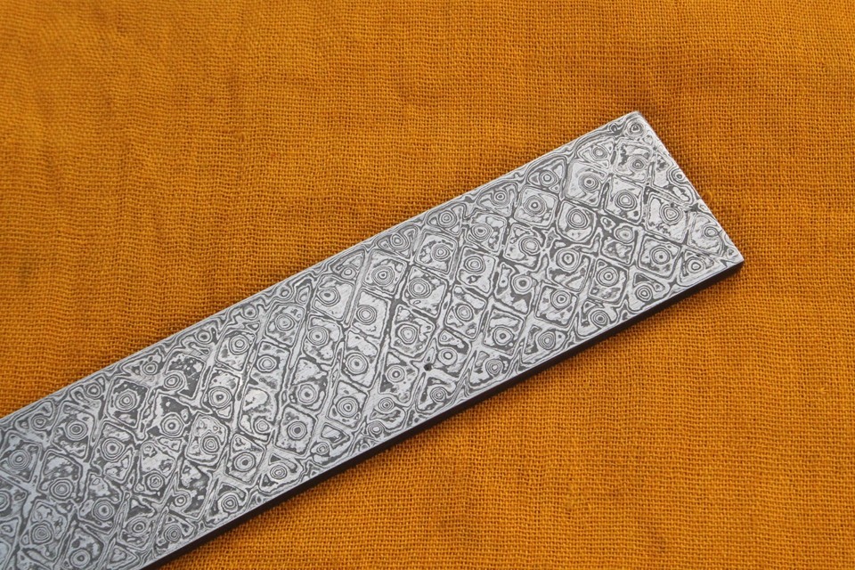 Custom handmade beautiful mosaic pattern Damascus steel billet bar ...