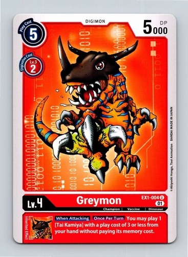 Greymon EX1-004 Uncommon Red Champion (LV4) Digimon Card CCG | eBay