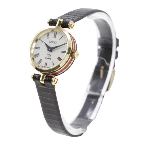 GUCCI 2000L SHERRY LINE QUARTZ ANALOG IVORY DIAL LADIES WATCH USED FROM ...