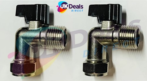 15mm x 1/2" Flat Faced Isolating Isolation Valve elbow Chrome BLACK ...