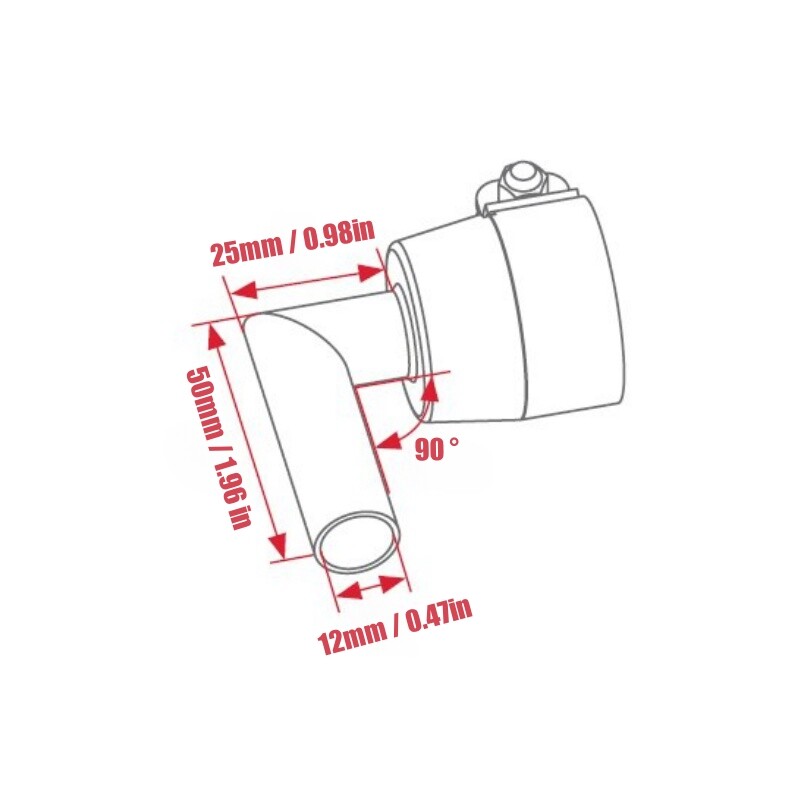 Leister Tubular Nozzle (ø 36.5) ø 12 mm, 25 x 50 mm, 90° Angled - 107. ...