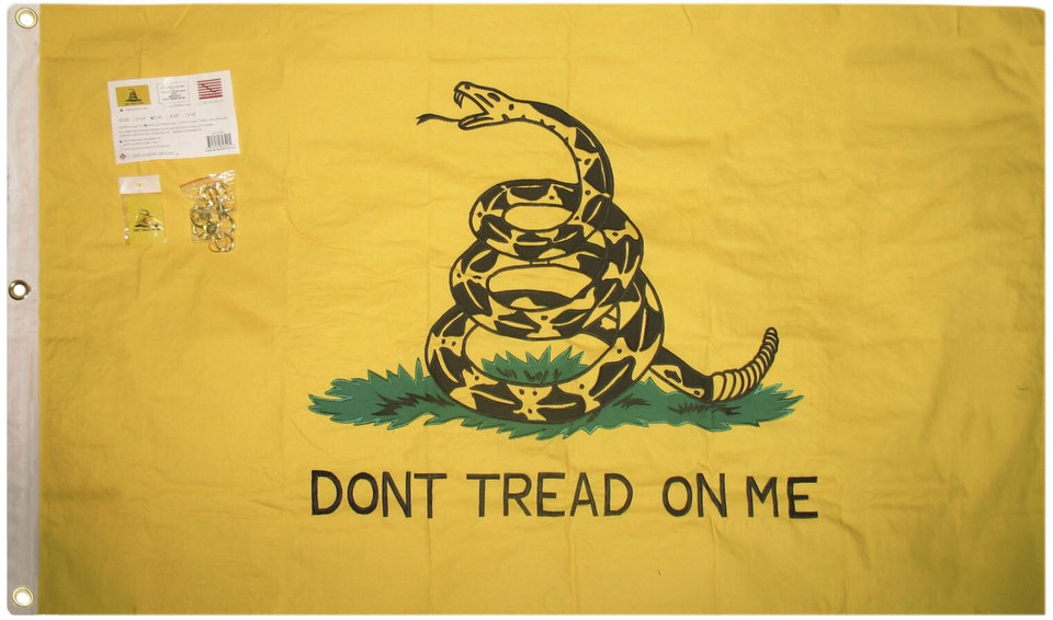 Embroidered Sewn Gadsden Tea Party 4x6 Cotton Flag with Tea Party Pin ...