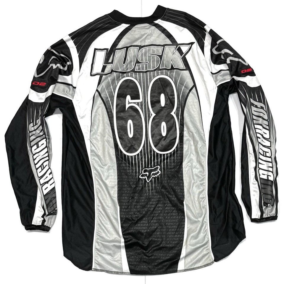 Vintage FOX Racing O2 Jersey Size Large Black White Grey MX Motocross ...