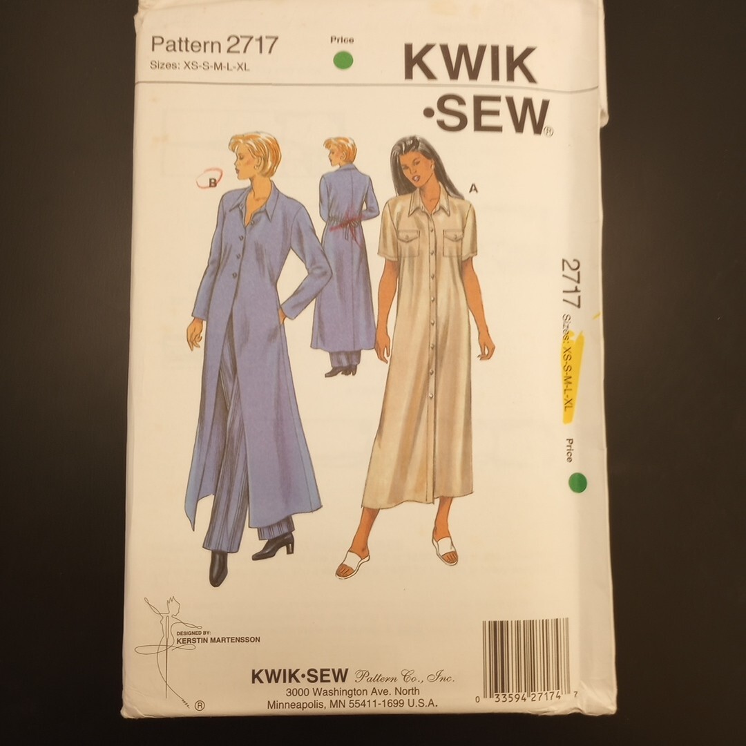 Kwik Sew 2717 Pattern Misses' Dress & Duster Colar Stand XS-XL UC | eBay