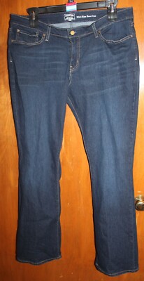SIGNATURE BY LEVI'S Ladies' 35x32 (20M) MID-RISE BOOT CUT JEANS (dark ...
