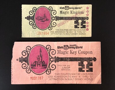 Pair of 2 WDW Walt Disney World Vintage 1970s Magic Kingdom / Magic Key ...