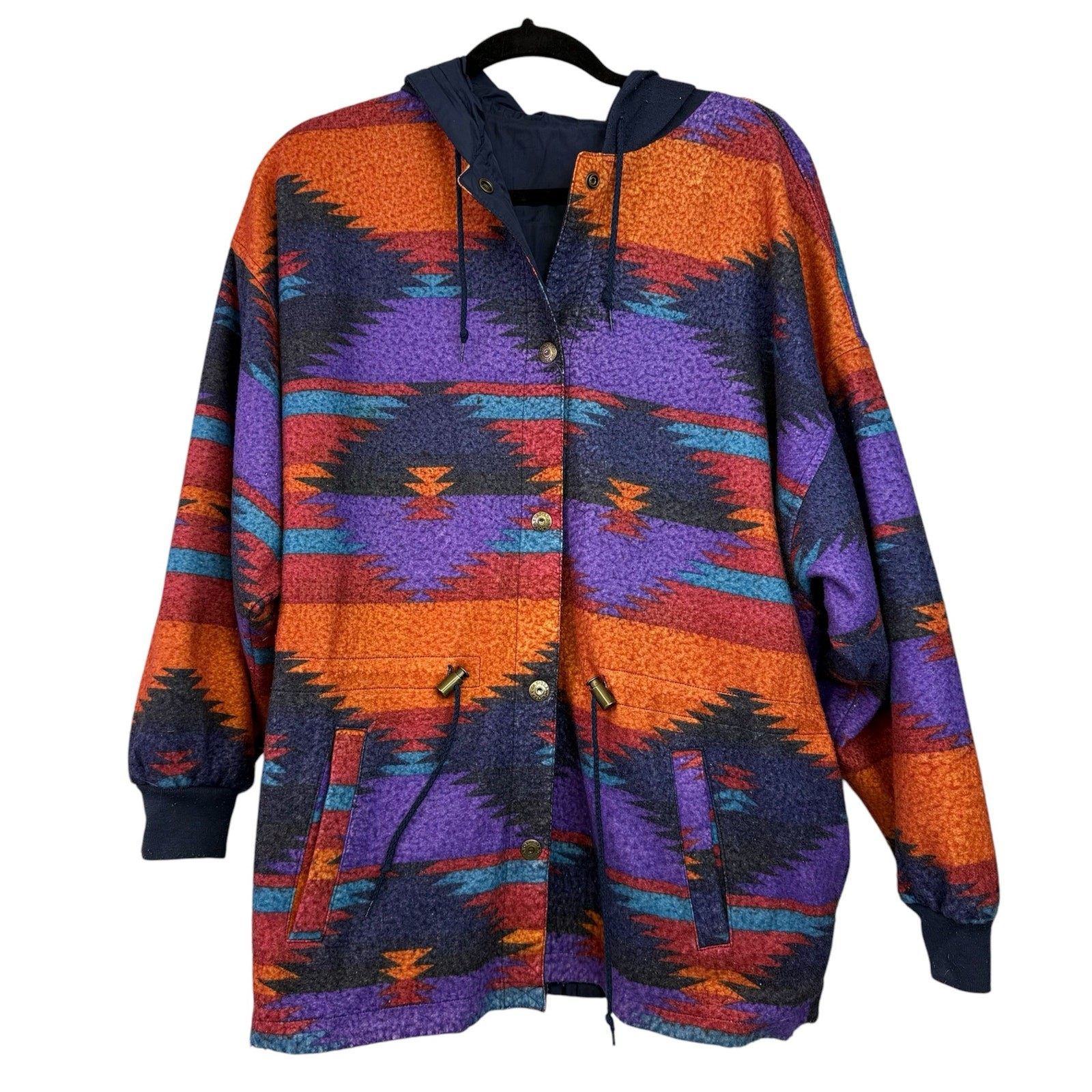 Braetan Vintage Southwest Aztec Rain Jacket Reversibl… - Gem