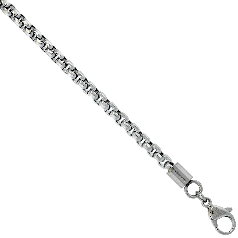 3.6mm Stainless Steel Round Box Chain Necklace 18", 20", 22" and 24" | eBay