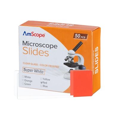 *Box of 50pc* Blank Microscope Slides 1x3" 25x75mm with Single Red ...