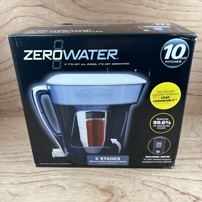 NEW ZeroWater ZP-010 Water Filtration Pitcher 10 Cup 5 Stage Digital ...