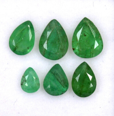 5.50x4 To 6.50x5 mm Natural Emerald Pear Cut Lot 06 Pcs 2.79 Cts Loose ...