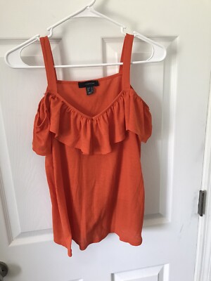 Atmosphere Women's Orange Spaghetti Strap Eyelet Ruffled Top Sleeveless ...