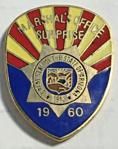 Vintage Enamel Lapel Hat Pin Arizona Marshal's Office Surprise 1960 | eBay