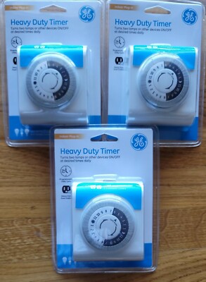 GE 24-Hour Heavy Duty Indoor Plug-in Mechanical Timer, 2 Outlets (Pack ...
