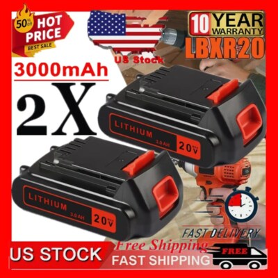 20V 3.0Ah MAX Lithium-ion Battery for Black and Decker 20 Volt LBXR20 ...