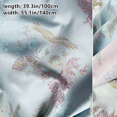 Chinese Style Fabric Cloth Crane Floral Embossing Costume Sewing ...