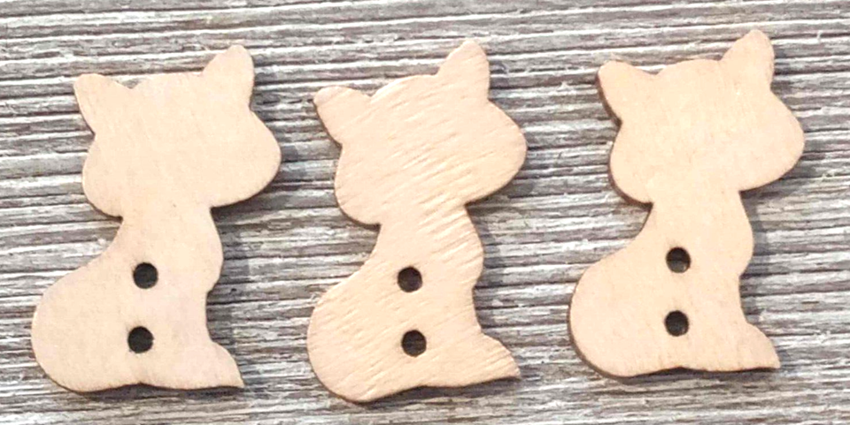 3 Orange Kitten Cat Buttons Sewing Crafting Wood 2 Hole 1" | eBay