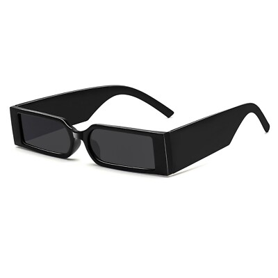 Mens Women's 90’s OG Trendy Rectangle Small Thin Narrow Black Shades ...