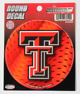 Texas Tech University "T" Logo Round Decal Car Window Sticker 4.5 ...