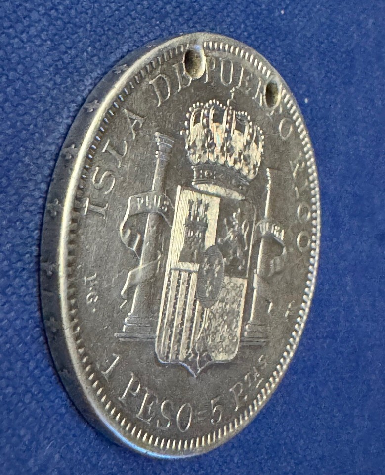 1895 1.Peso Puerto Rico has a bullet hole 😎😎 | eBay