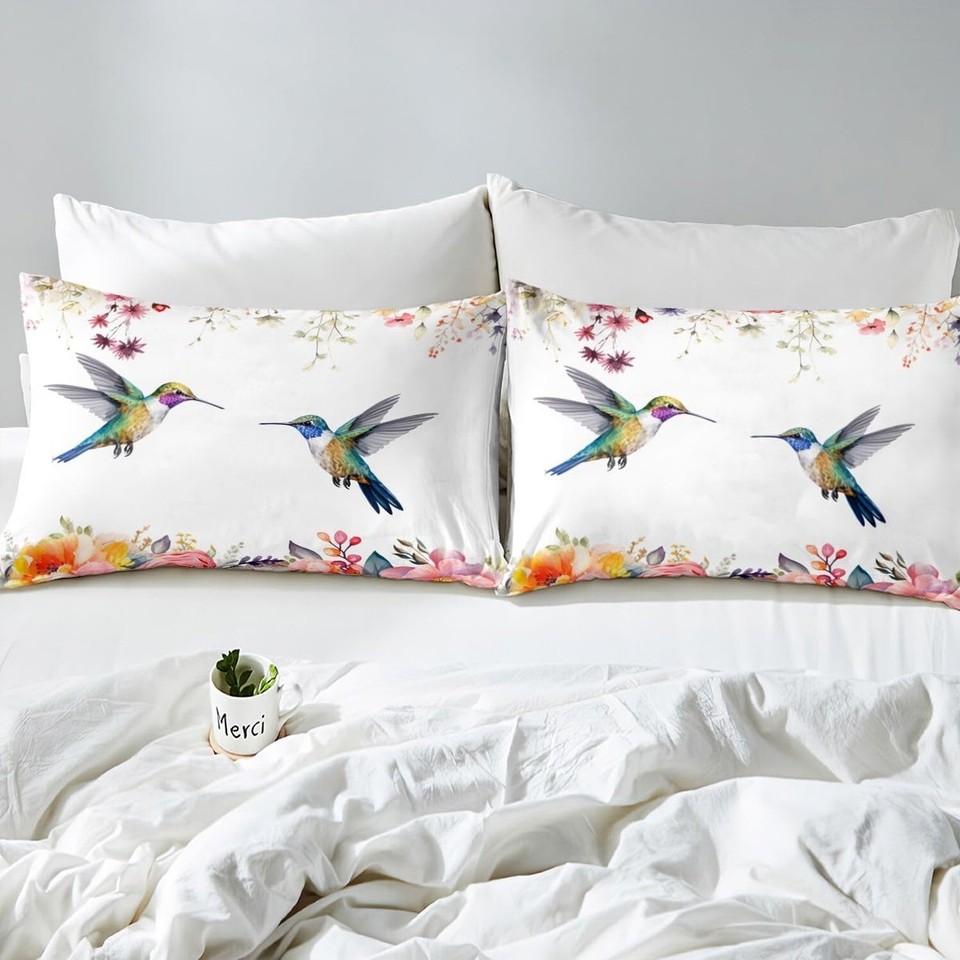 Hummingbird Bedding Set Full Size Tropical Birds Comforter Cover Set ...