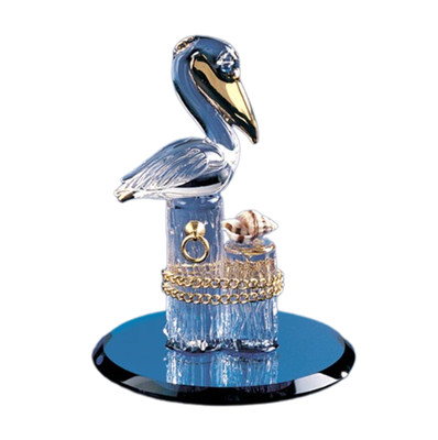 Glass Pelican Figurine, Handcrafted Pelican on Piling, Home Decoration ...