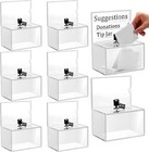 8 Packs Acrylic Donation Box with Lock and Sign Holder Clear Suggestion ...