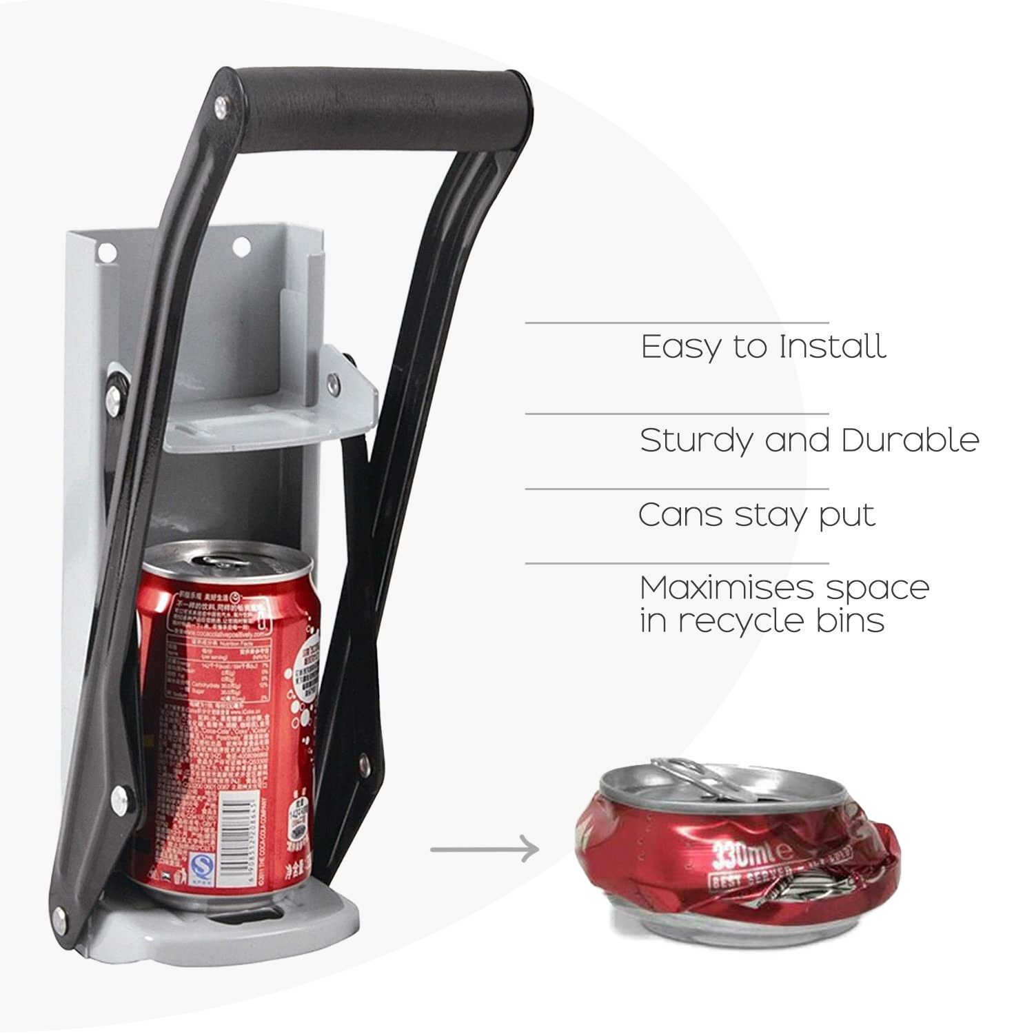 16OZ LARGE BEER TIN CAN CRUSHER WALL MOUNTED RECYCLING TOOL BOTTLE ...