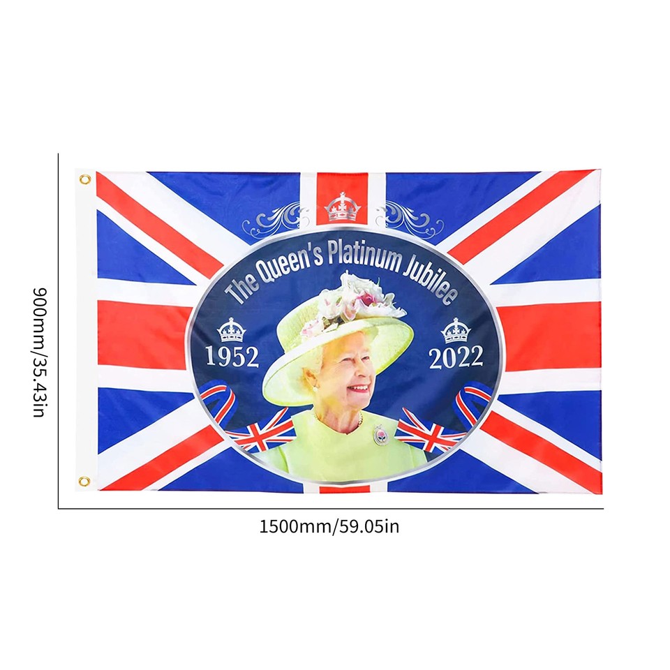 Platinum Jubilee Flag Polyester Queen Elizabeth Banner - British Decor ...