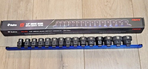 Astro 1/2" dr 15pc Metric Low Profile Stubby Nano Impact socket Set w ...