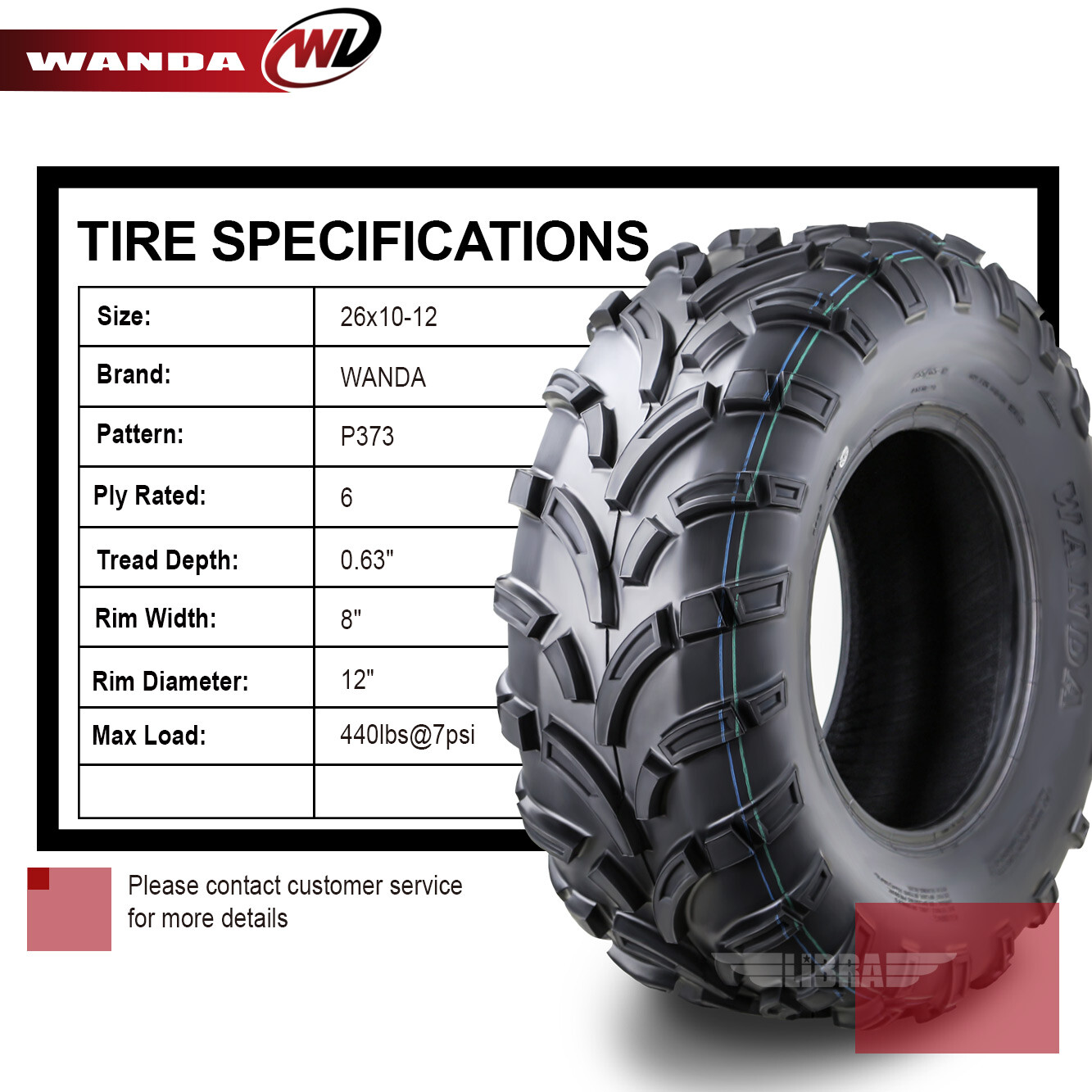 2 New WANDA ATV Tires 26x10-12 26x10.00-12 26x10x12 26x10.00x12 6PR ...