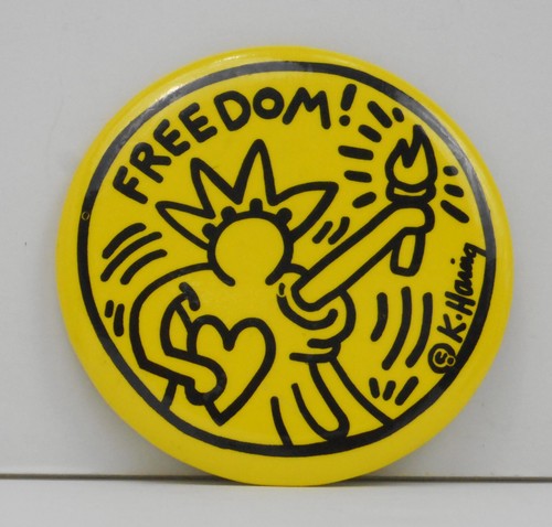 Ultra Rare Keith Haring 1986 Statue Liberty Freedom 2" Lg Yellow Pop ...