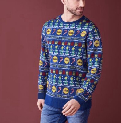 Lidl Weihnachts pullover 2024 Fan Blau Merch Weihnachten Christmas ...